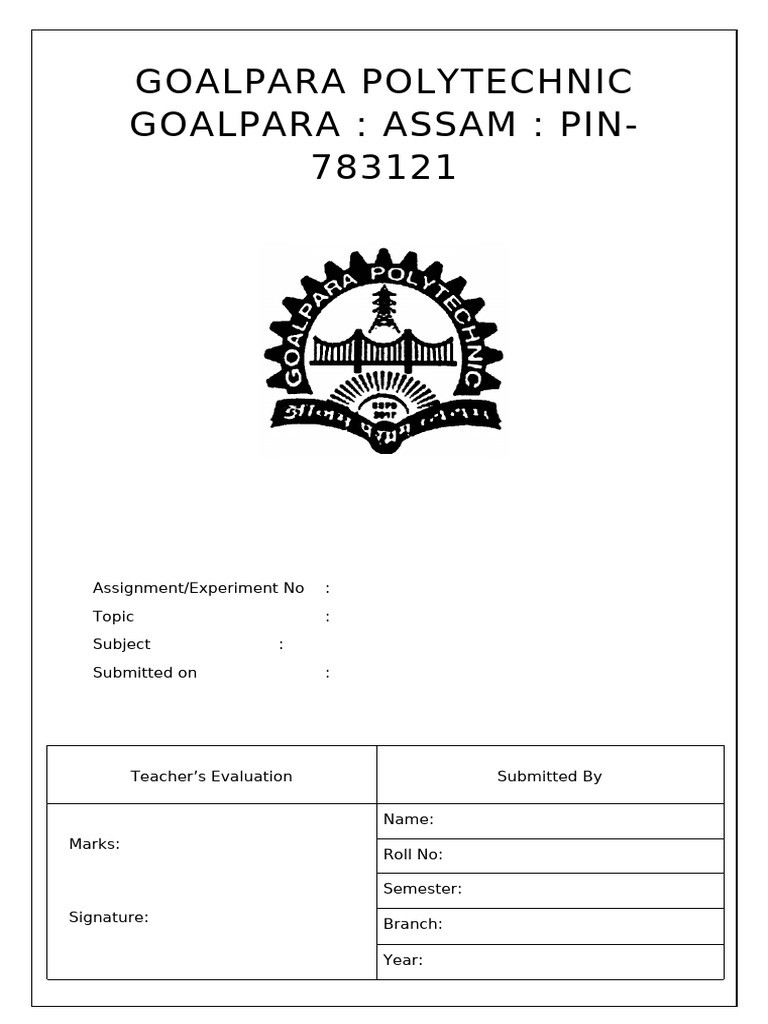 Assignment Front Page | PDF