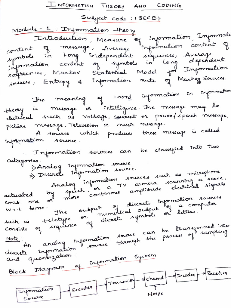 BEC503 Module 3 Information Theory | PDF