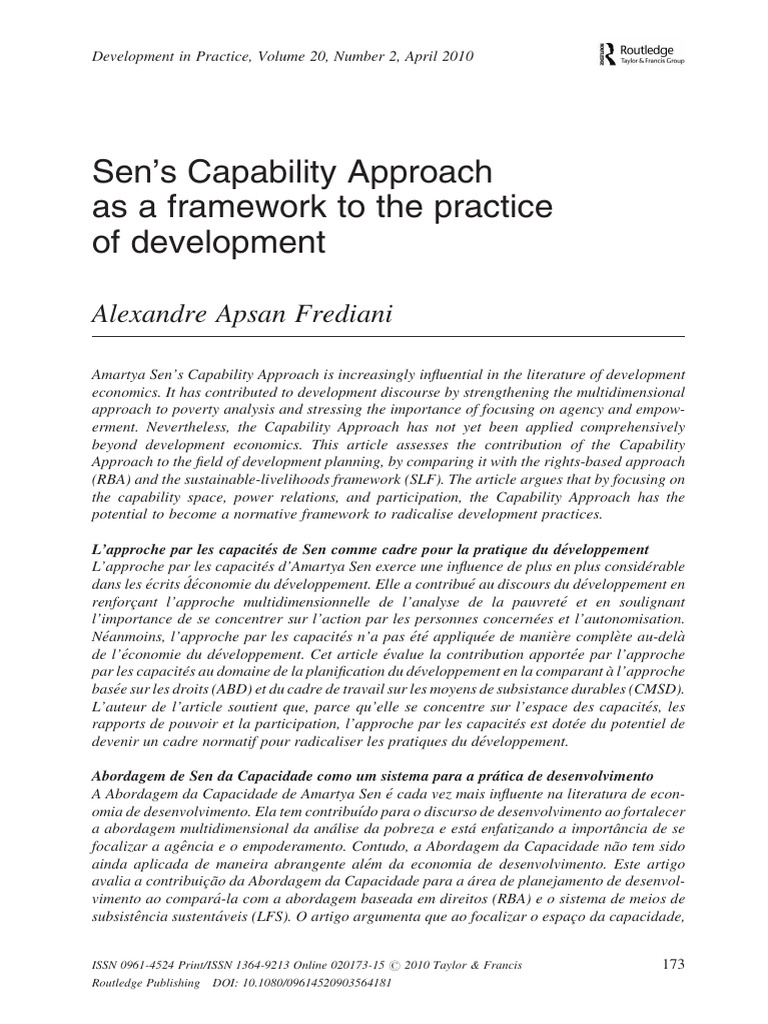 Development Planning with Sen's Approach | PDF | Power (Social And ...
