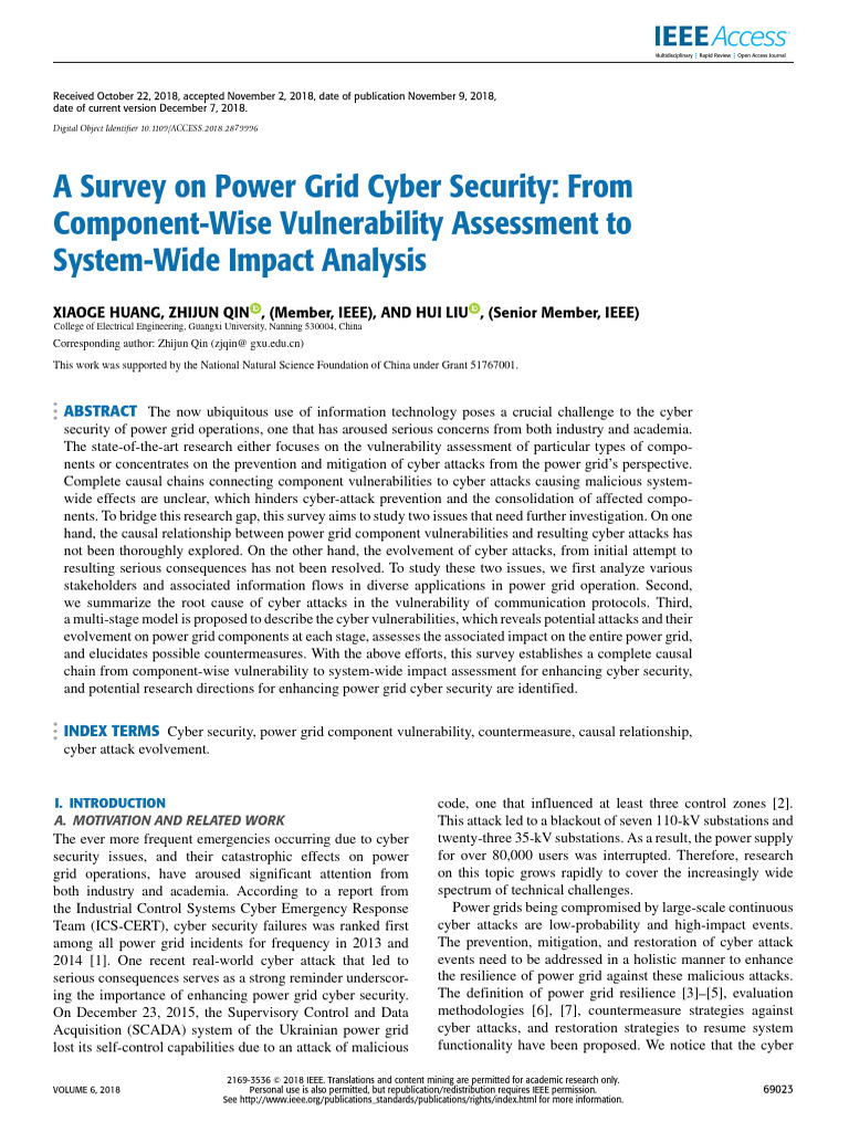 A Survey on Power Grid Cyber Security From Component-Wise Vulnerability Assessment to System ...