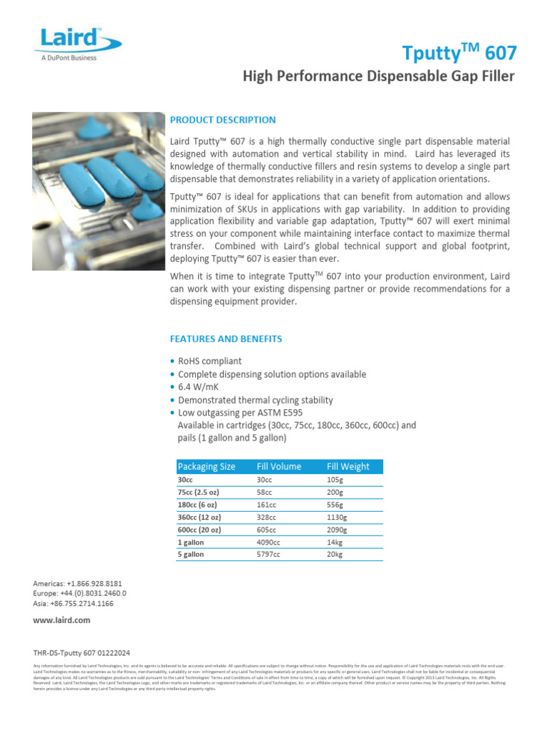THR-DS-Tputty 607 | PDF | Trademark | Electrical Resistivity And Conductivity