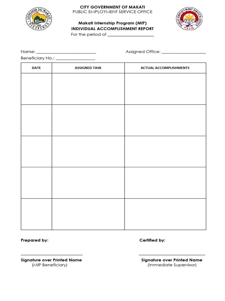 Mip Individual Accomplishment Report | PDF