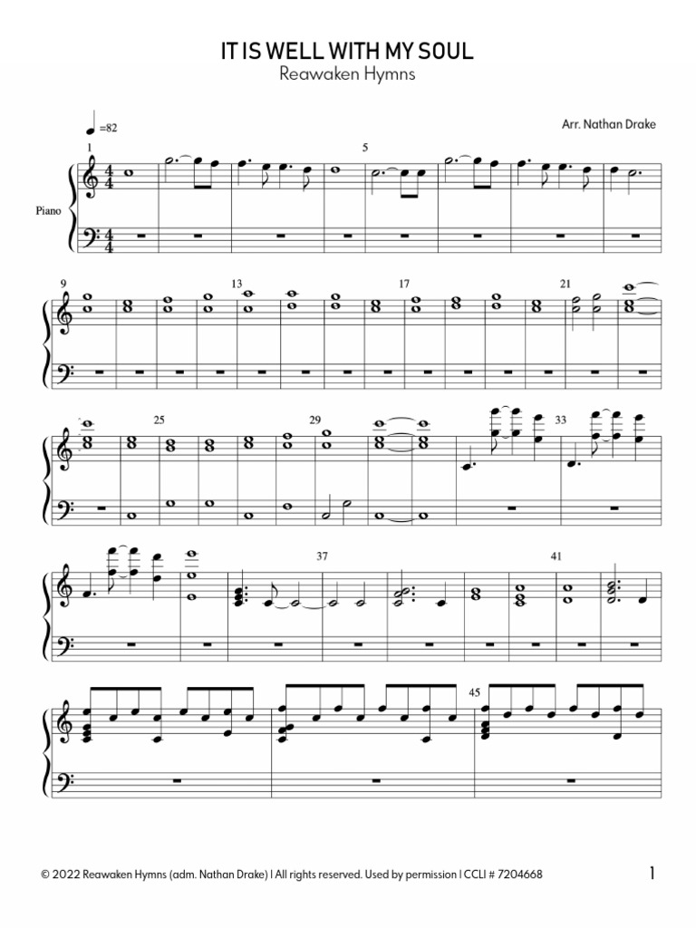It Is Well With My Soul - Piano - Reawaken Hymns | PDF