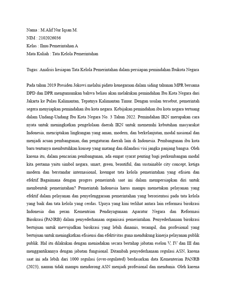 Kesiapan TKP Dalam Perpindahan IKN | PDF