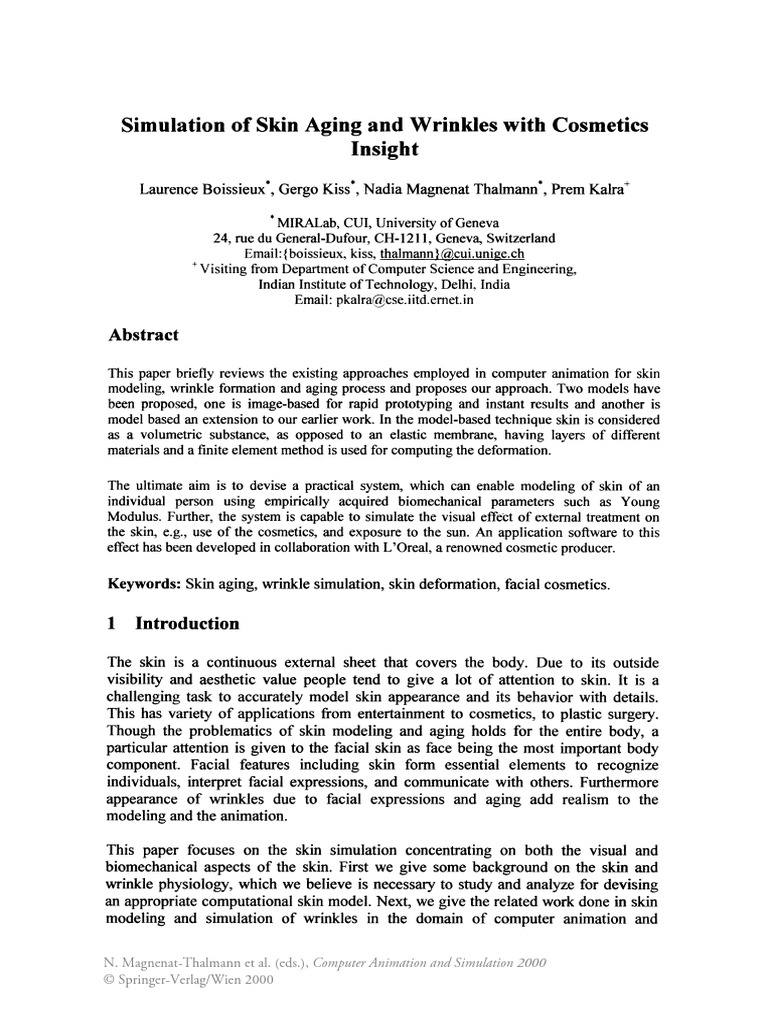 Simulation of Skin Aging and Wrinkles With Cosmetics Insight | PDF ...