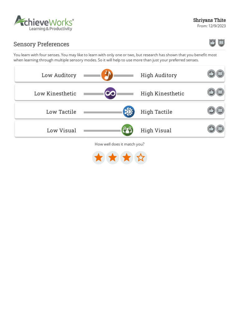 AchieveWorks Learning & Productivity Summary Report | PDF | Senses ...