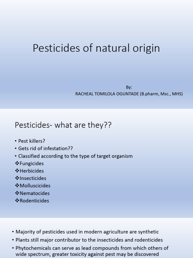 Pesticides of Natural Origin | PDF | Pesticide | Insecticide
