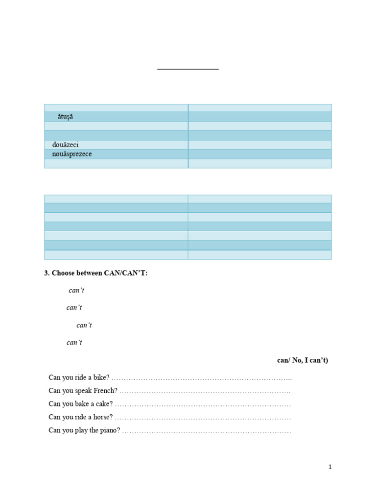 Test Engleza Clasa A 3a | PDF