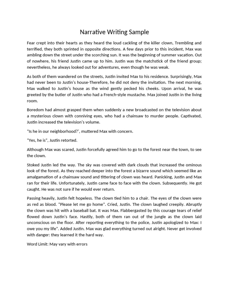 Narrative Writing Sample | PDF