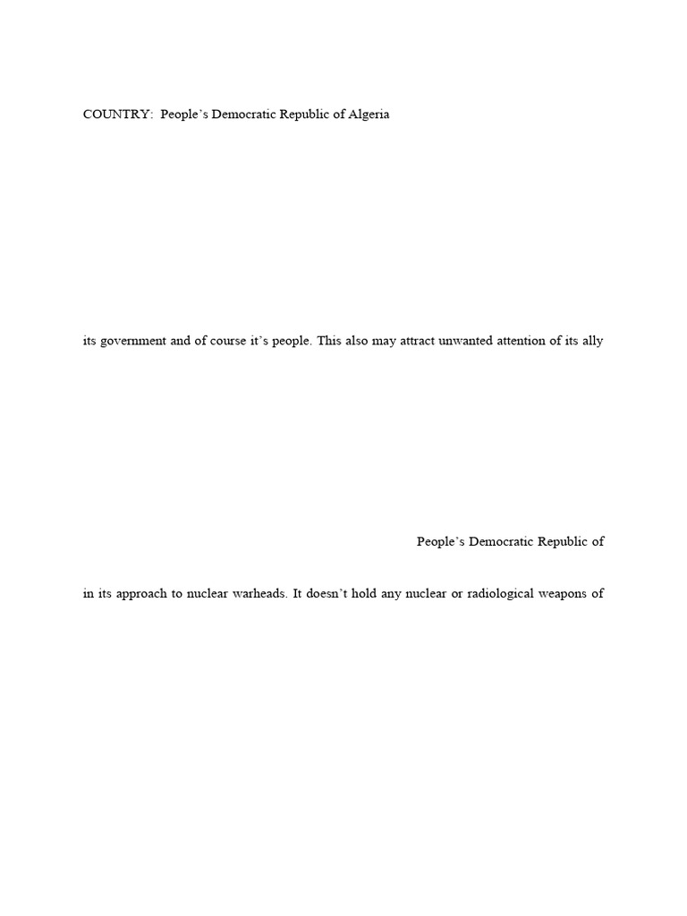 Algeria- Position Papers | PDF | Nuclear Weapons | Nuclear Proliferation