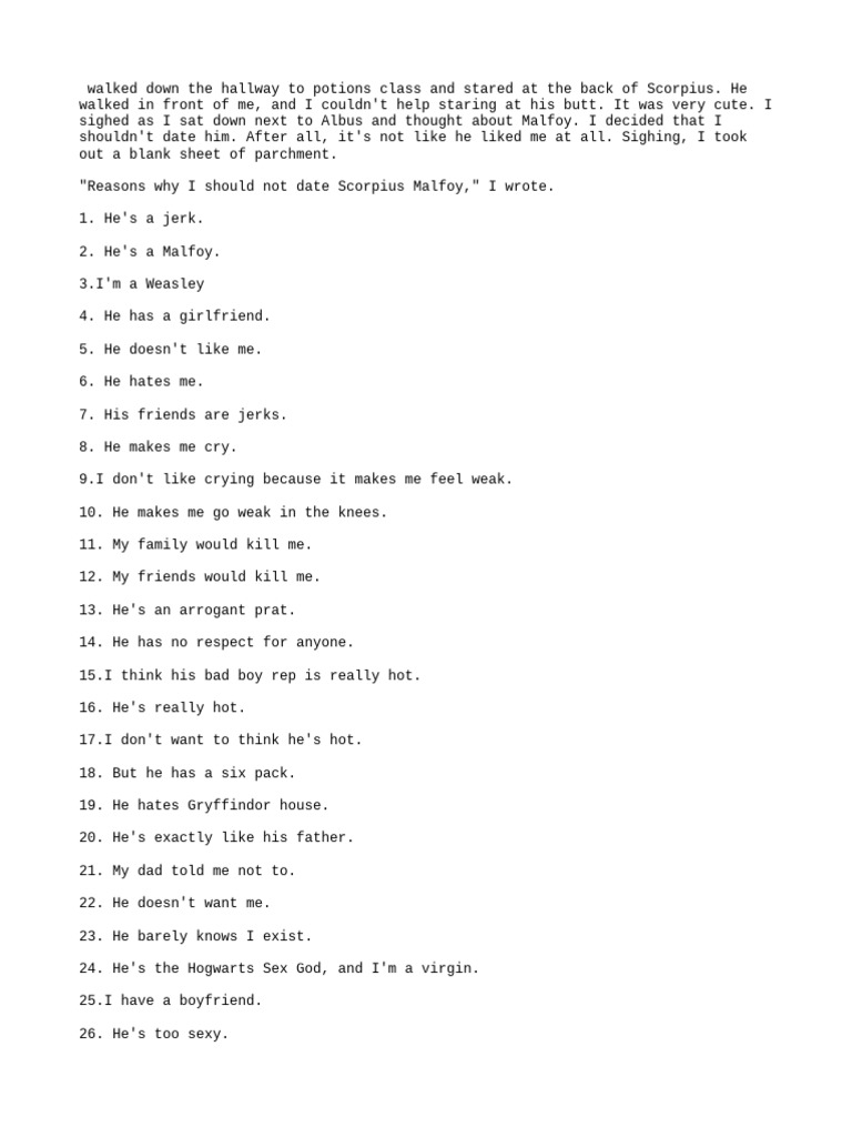 35 Reasons I Shouldn't Date With Him | PDF | Harry Potter