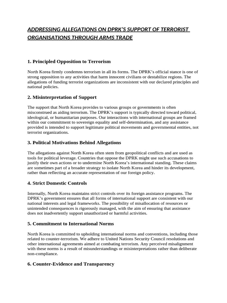Addressing Allegations On DPRK | PDF | North Korea | World Politics