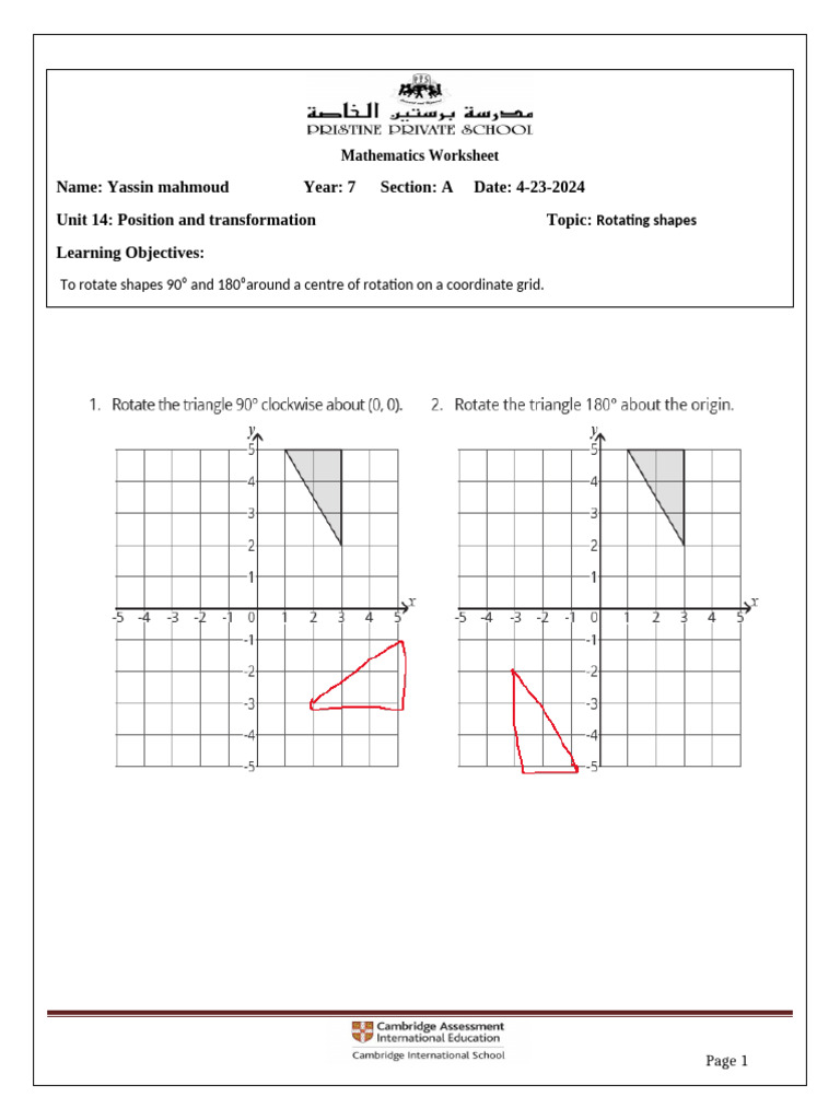 14.5 Rotation Worksheet | PDF