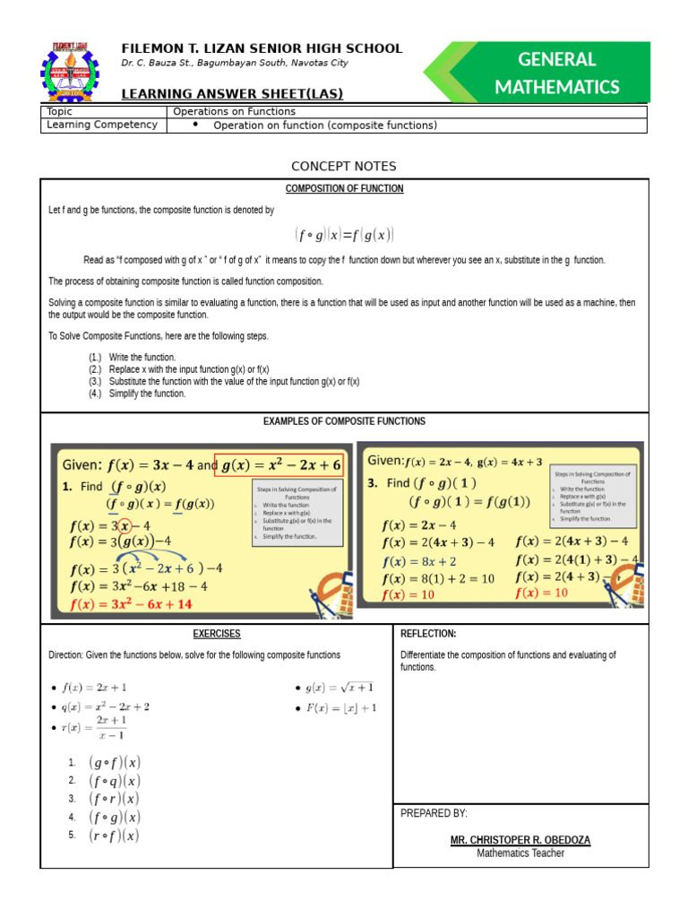 5.GM LAS Composition-of-Functions | PDF | Function (Mathematics) | Analysis