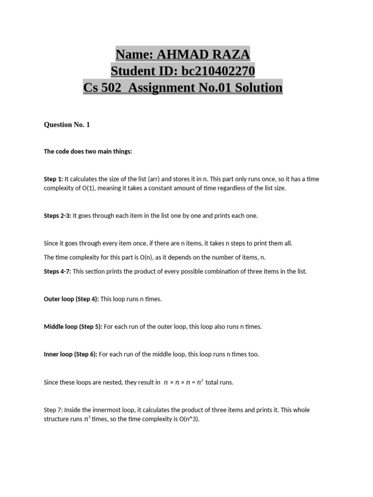 Cs 502 Assignment Solution by Ahmad Raza | PDF