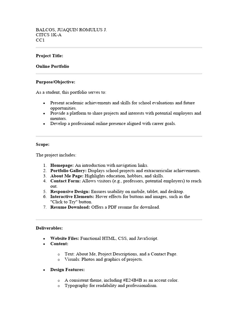 BALCOS, PROJECT CHARTER | PDF | Websites | Software Engineering