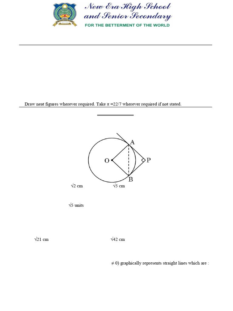Class 10 Preboard Question Paper Final | PDF | Circle | Perpendicular