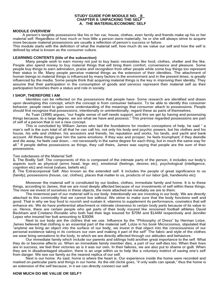 GE1 Module 8 - Material Self | PDF | Brand | Identity (Social Science)