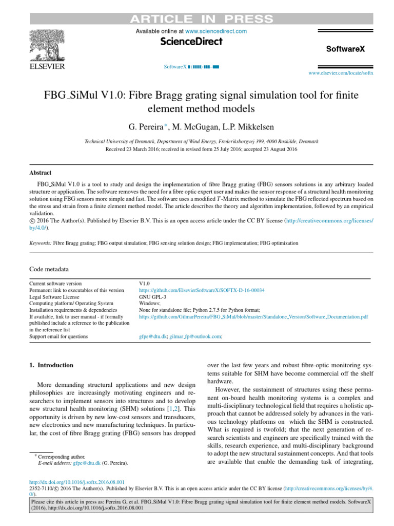 FBG SiMul V10 Fibre Bragg Grating Signal Simulatio | PDF | Finite ...