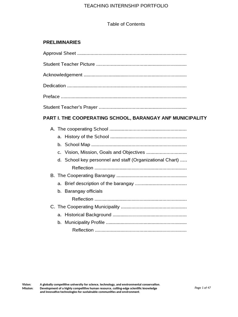 Teaching Internship Portfolio Overview | PDF