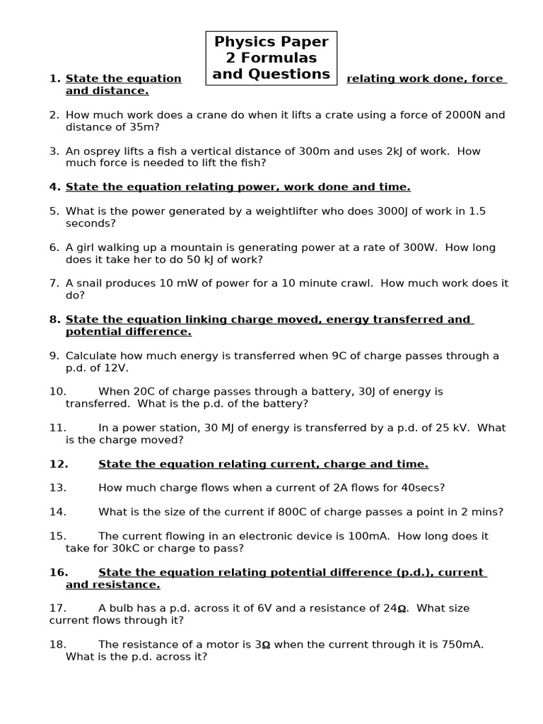 Edexcel-Physics-Paper-2-Equation-Practice | PDF | Latent Heat | Heat