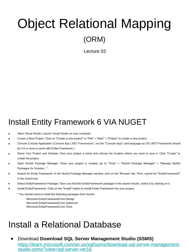 Install Entity Framework 6 Guide | PDF | Entity Framework | Databases