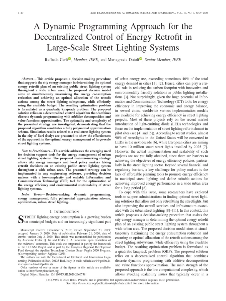 A Dynamic Programming Approach for the Decentralized Control of Energy ...