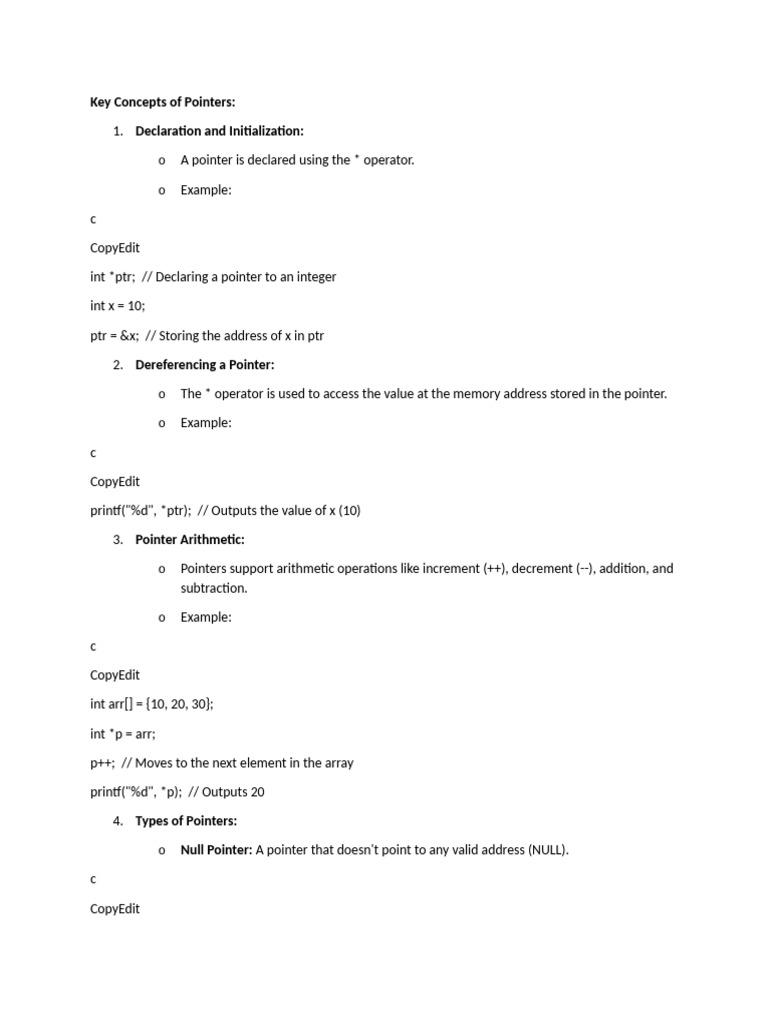 Key Concepts Of Pointers In C Pro Pdf Pointer Computer Programming