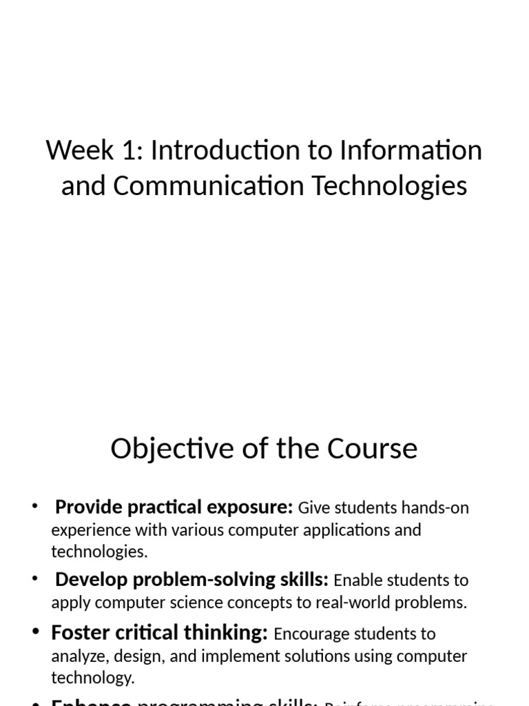 Introduction to ICT: Course Overview | PDF | Telecommunications ...