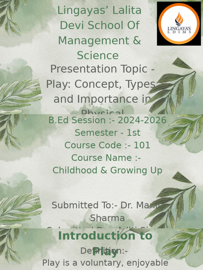 Play Concepts and Types in Education | PDF | Child Development | Social ...