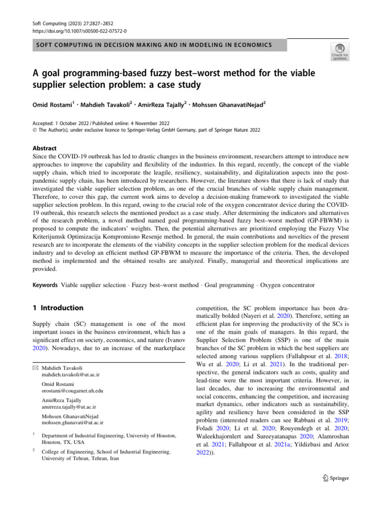 A Goal Programming-Based Fuzzy Best-Worst Method For The Viable | PDF ...