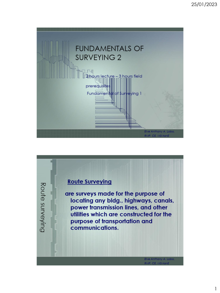 Fundamentals of Route Surveying | PDF | Angle | Tangent