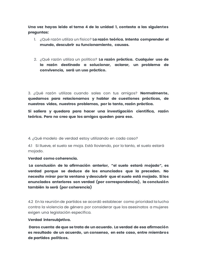 Actividad sobre la verdad correcciones | PDF | Verdad | Razón Actividad sobre la verdad correcciones | PDF | Verdad | Razón