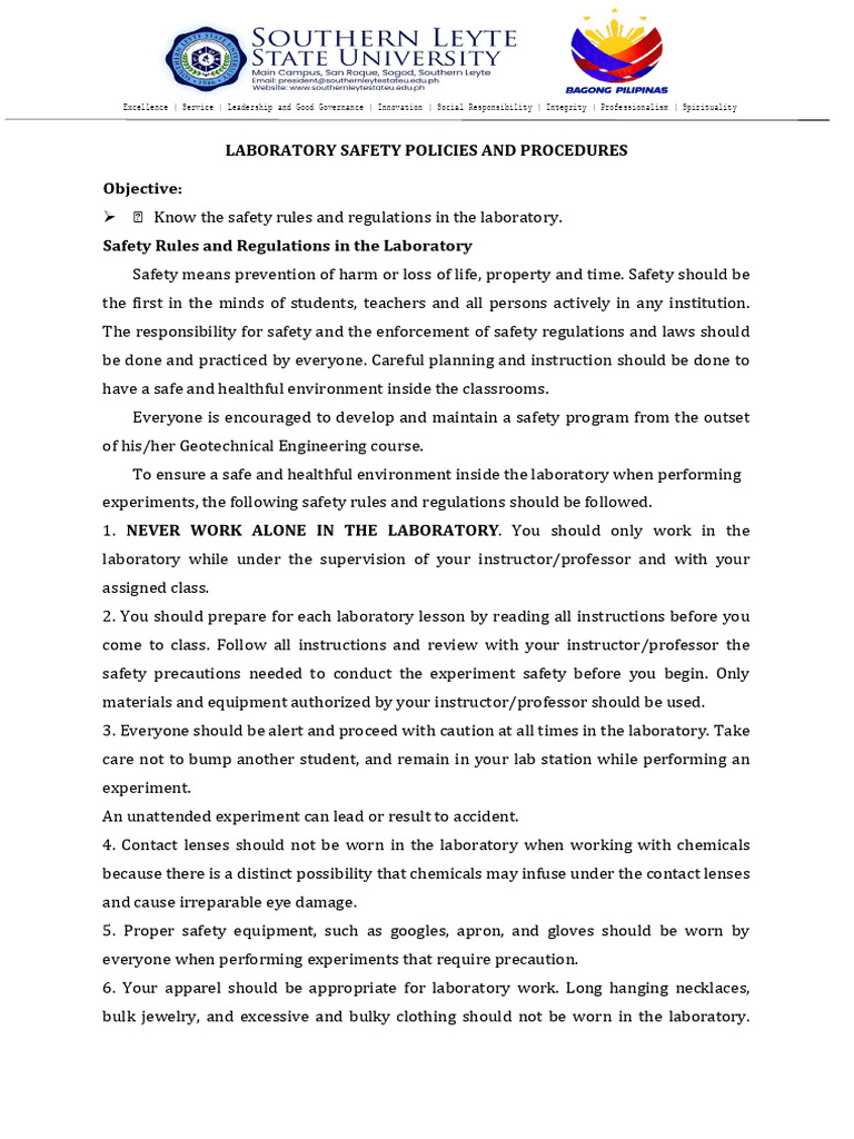 Laboratory Safety Policies and Procedures | PDF | Laboratories | Safety