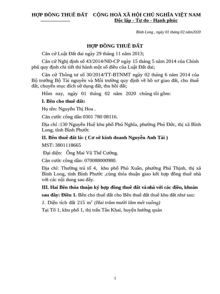 Hop Dong | PDF