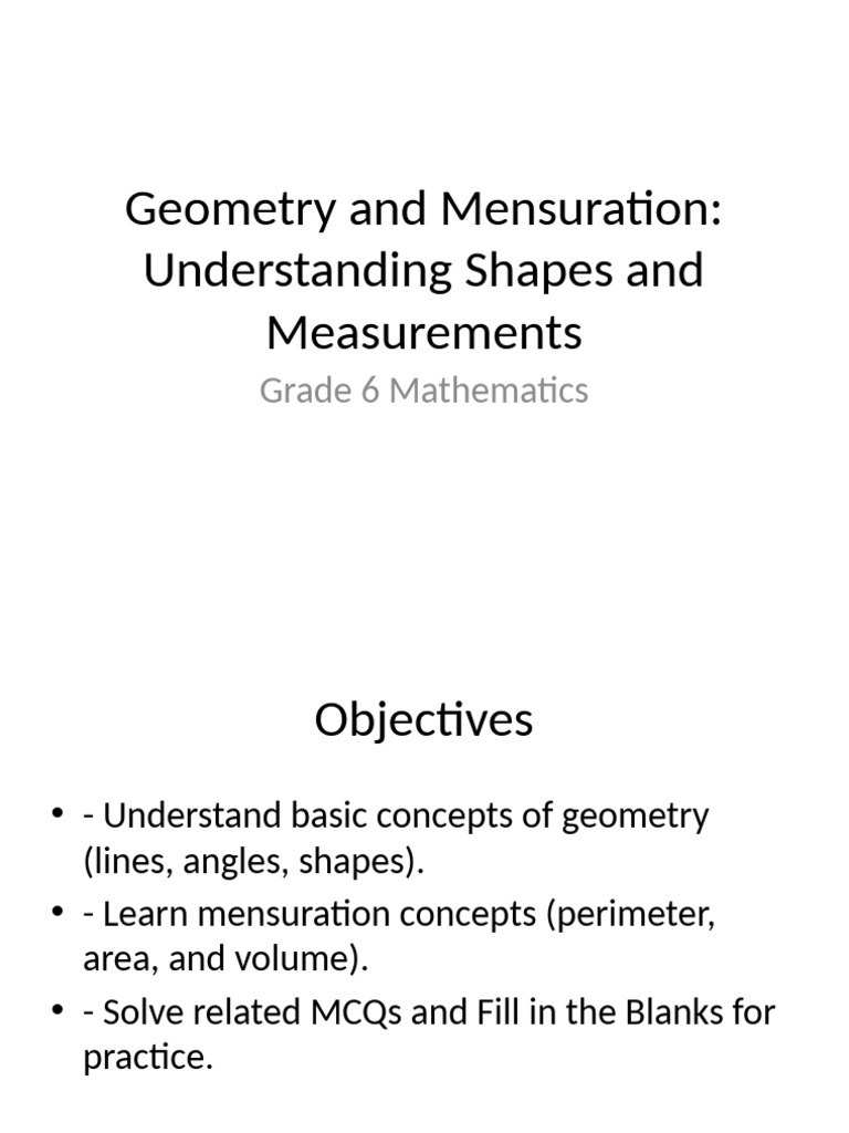 Grade 6 Geometry & Mensuration Guide | PDF
