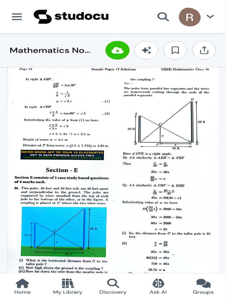 Mathematics Nodia Sample Paper 17(2025) - Sampie Paper 17 Solutions Class 10th Exam 2024 25 ...