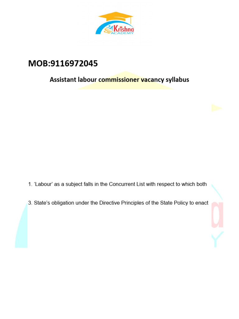 Syllabus of UPSC Assistant Labour Commissioner Exam in 2017, 2015 and ...