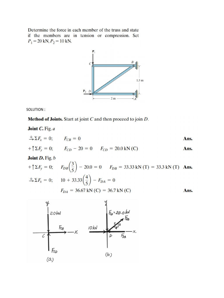EXAMPLE - METHOD OF JOINTS | PDF