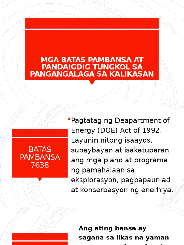 Mga Batas Pambansa at Pandaigdig Tungkol Sa Pangangalaga | PDF