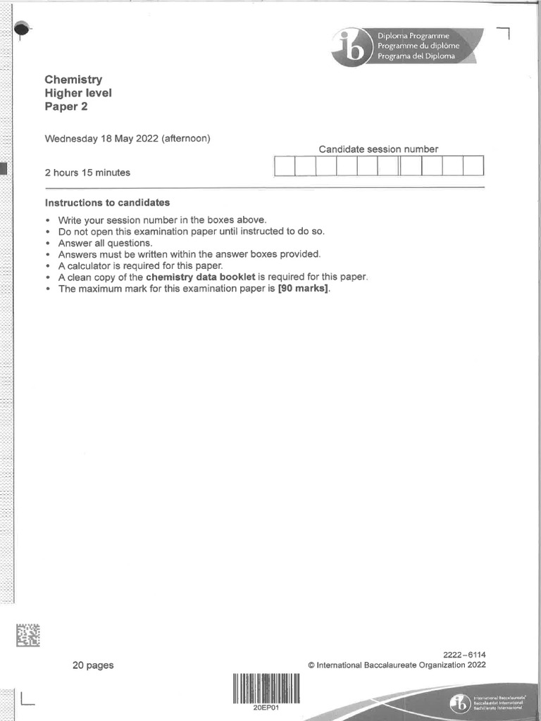 Chemistry HL Paper 2 | PDF