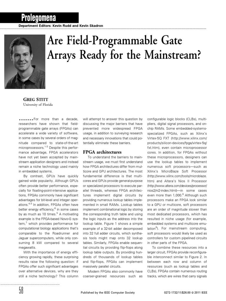 W MI Are Field Programmable Gate Arrays Ready For The Mainstream | PDF | Field Programmable Gate ...