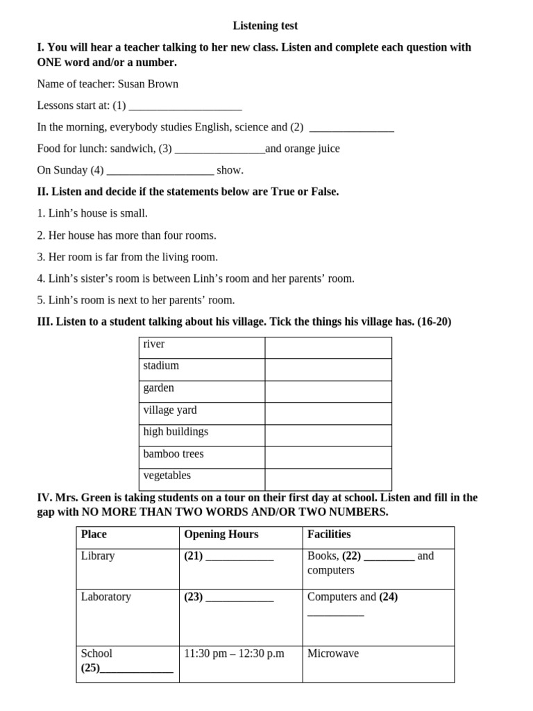 Listening Test: Part 2 Instructions | PDF