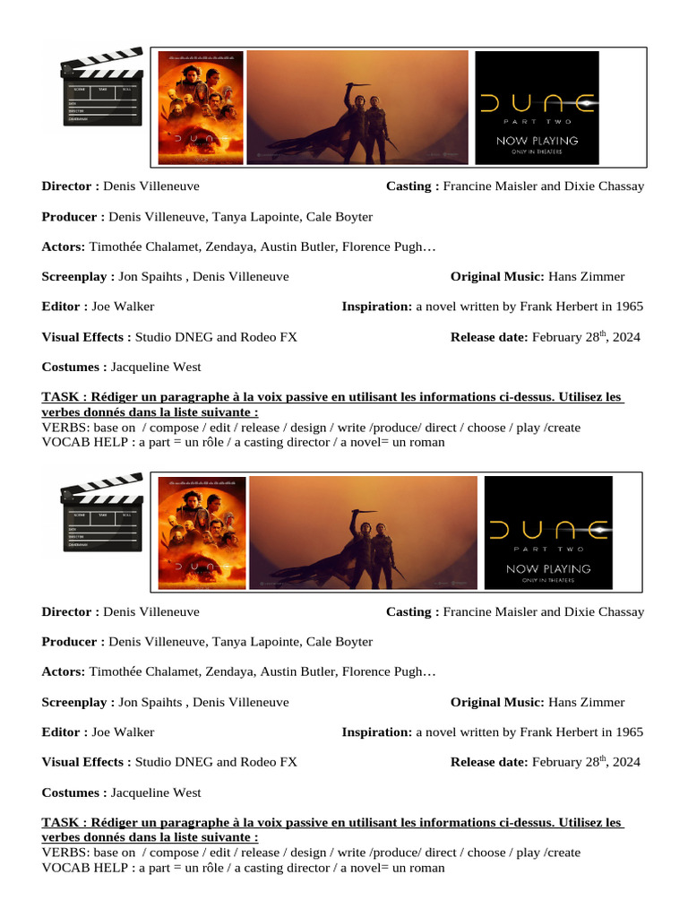 Passive Voice Cinema Dune | PDF