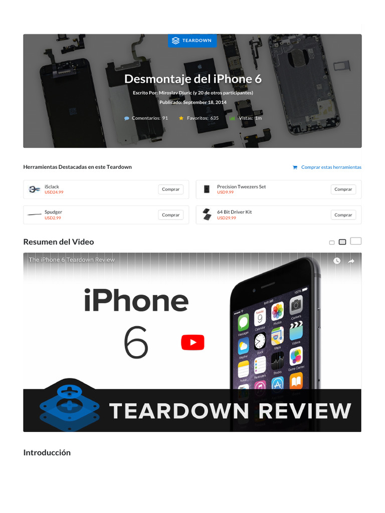 Desmontaje Del Iphone 6 - Ifixit | PDF | Yo telefono | Apple Inc.