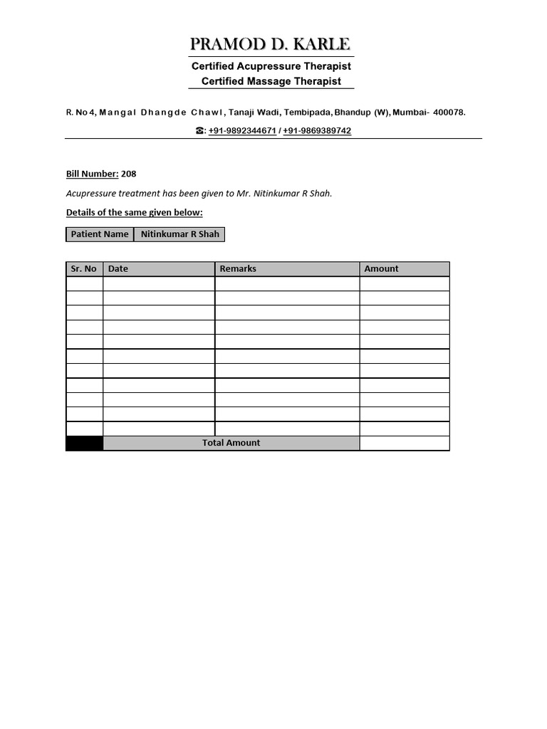 Nitinkumar R Shah Bill | PDF