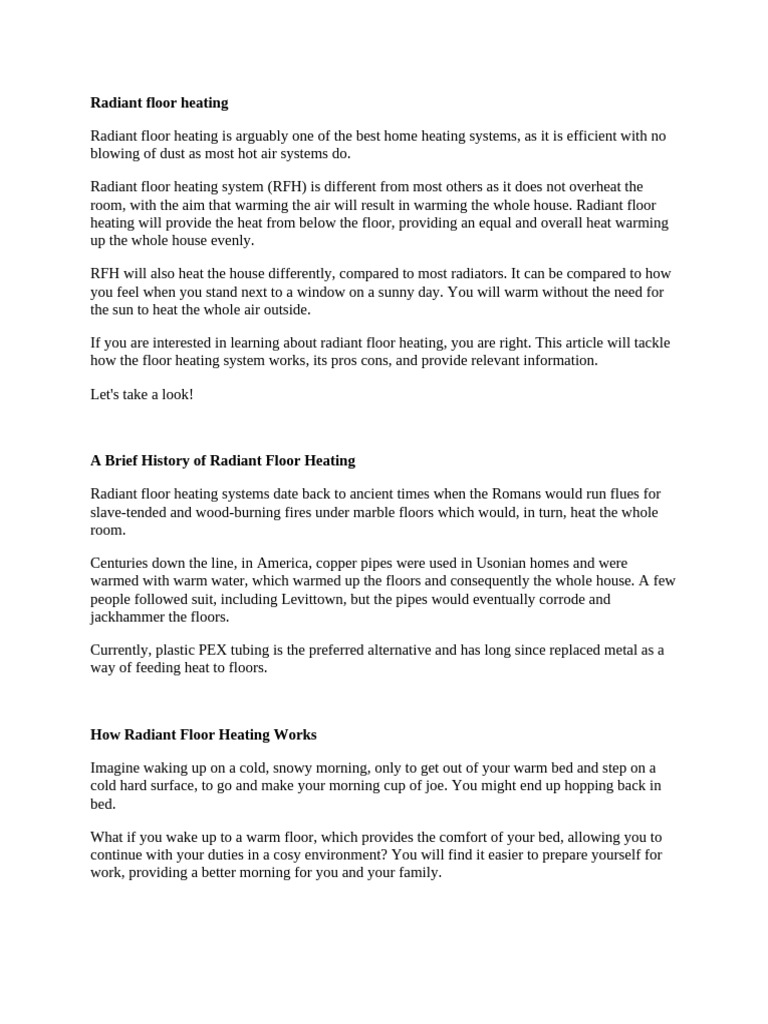 Fin Radiant Floor Heating | PDF | Flooring | Thermodynamics