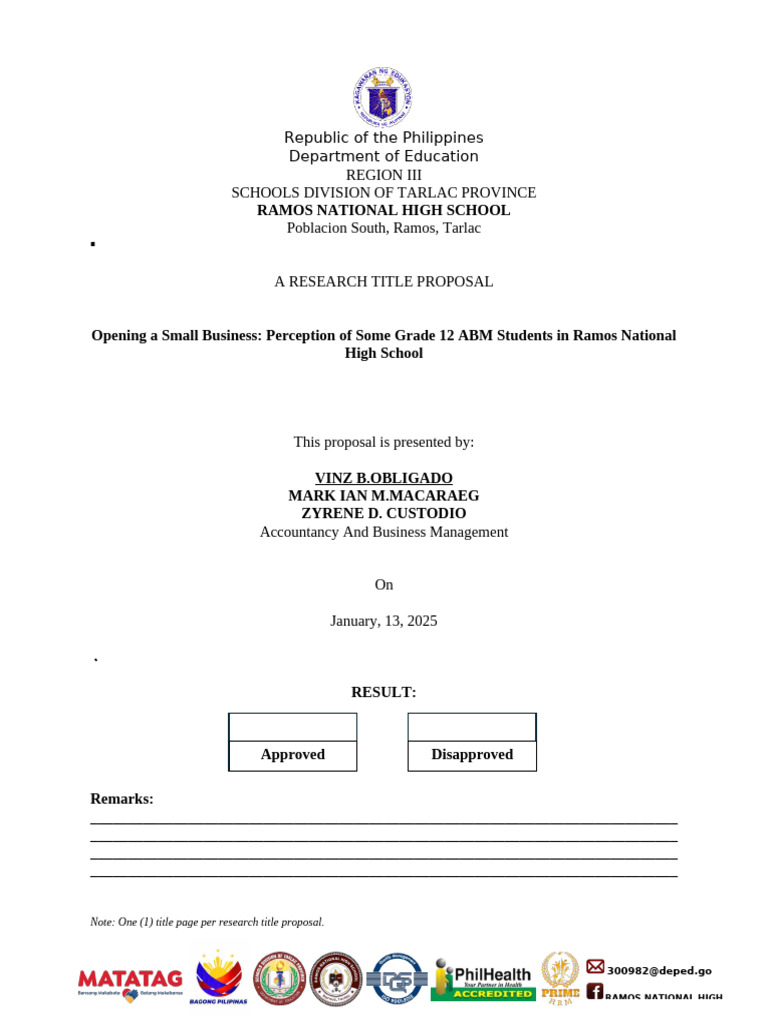 Vinz Obligado Pr1 Format Title Proposal 1 | PDF | Entrepreneurship | Self Efficacy