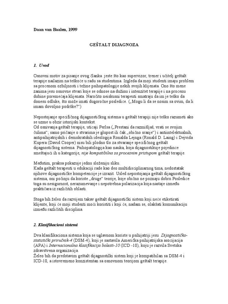 Gestalt Dijagnoza | PDF