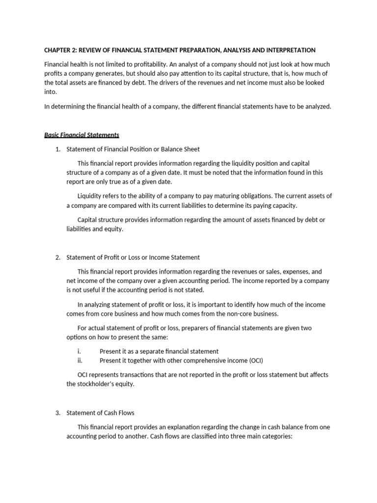 BUS FIN Chapter 2_Review of FS Prep, Analysis and Interpretation | PDF | Equity (Finance) | Revenue